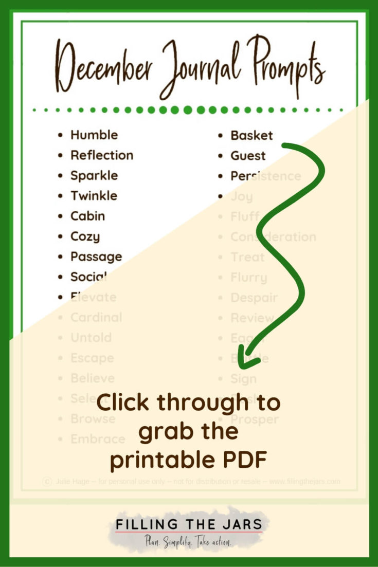 December Journal Prompts {Free Printable} | Filling the Jars