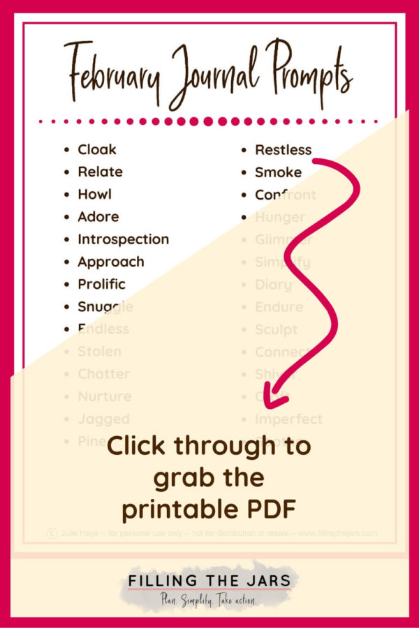 February One-Word Monthly Journal Prompts {Free Printable} | Filling ...