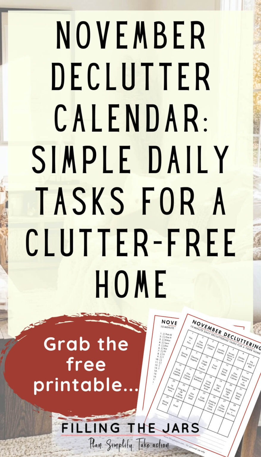 November Declutter Calendar: Simplify Your Space This Autumn {Free ...